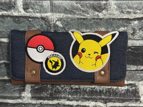 Pokemon Loungefly Wallet Denim & Faux Leather Pikachu Pokeball Great ...