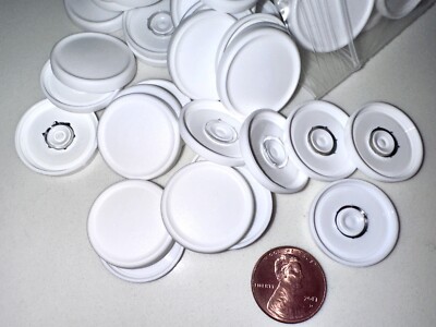 50 Large Matte White Medication Vial Caps For Badge Reels, Art Projects ...