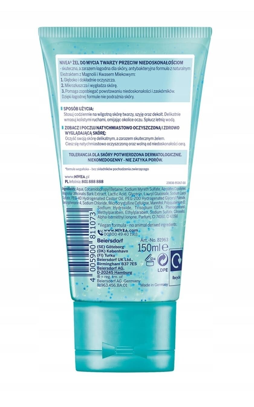 NIVEA PORE PURIFYING FACE WASH GEL AGAINST IMPERFECTIONS 2x150 ML | eBay