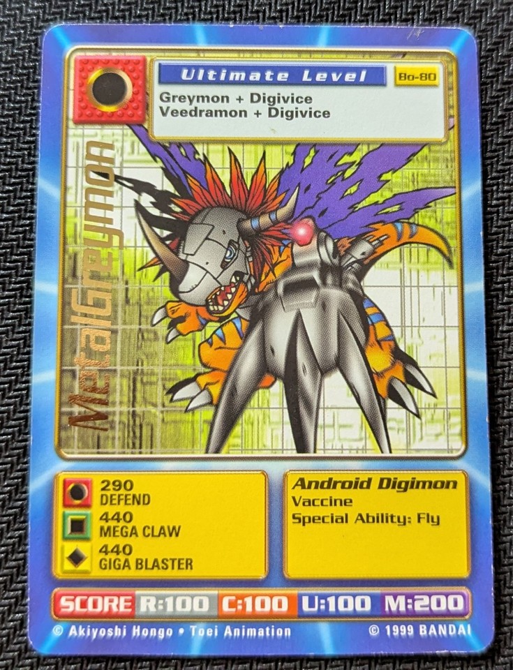 Digimon Digi Battle Series 2 Gold-Lettered Rare BO-80 Metalgreymon LP ...