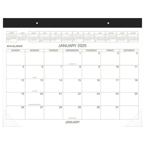 2025 AT-A-GLANCE Two-Color 21.75" x 17" Monthly Desk Pad Calendar White ...