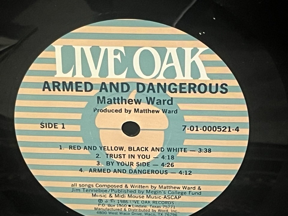 MATTHEW WARD Armed & Dangerous 12" vinyl LP xian rock Jesus Rock 2nd ...