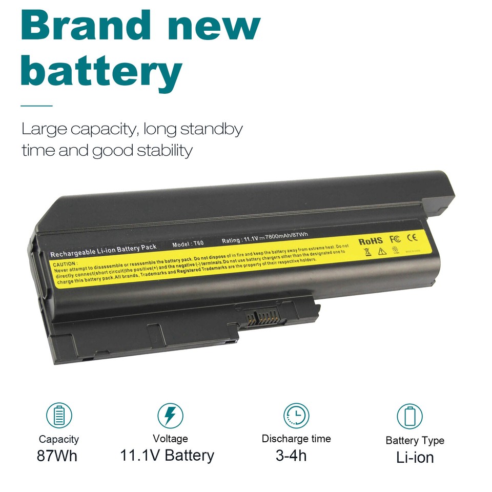 6/9Cell Battery for IBM Lenovo Thinkpad T60 T61 R60 R61 R500 T500 R61e ...