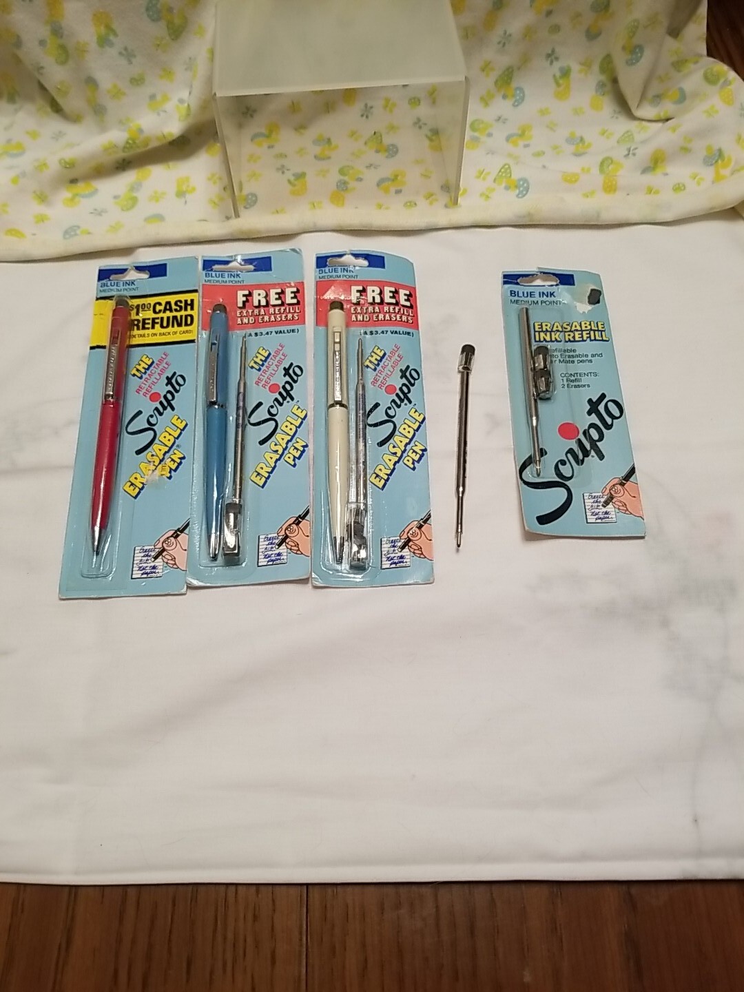 3 VINTAGE PENS - RETRACTABLE SCRIPTO ERASABLE PEN BLUE INK 2 B959 1 ...