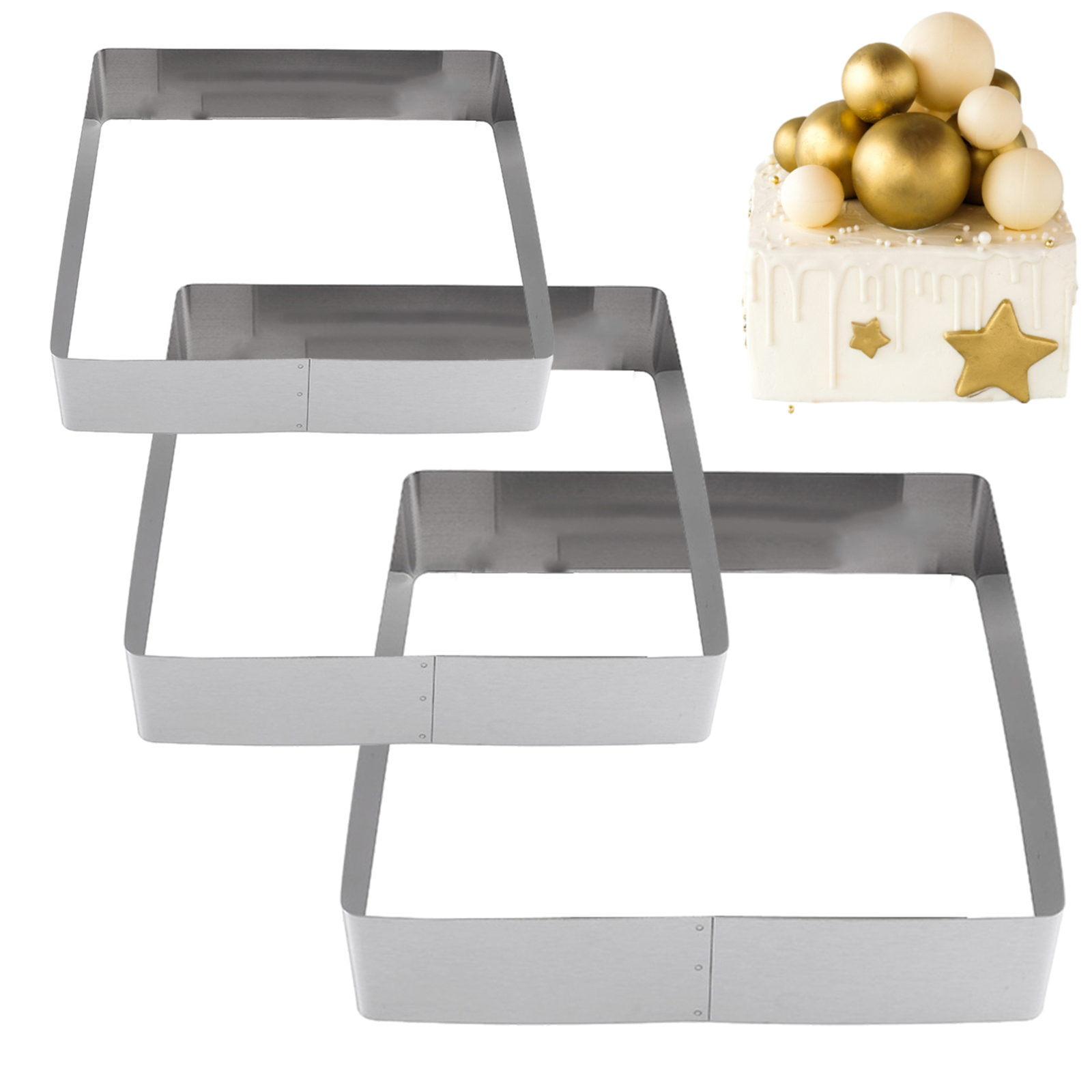 Pizzas Square Pastry Stainless Steel Cakes Mold Cookie Baking Birthday ...