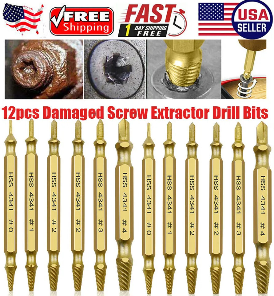 HSS Bolt Remover Fast Damaged Screw Extractor Speed Out Drill Bits Tool ...
