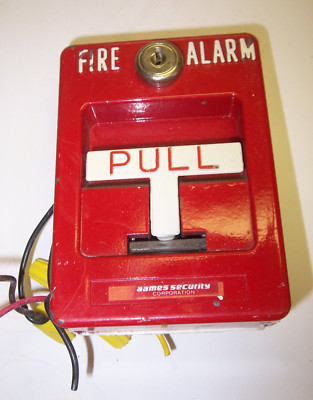AAMES SECURITY SP-1 RED FIRE ALARM WALL PULL DOWN STATION NON-CODED BOX ...