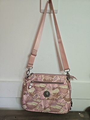 Baggallini Pink Butterfly Seasonal Print Calais Crossbody Bag Women | eBay
