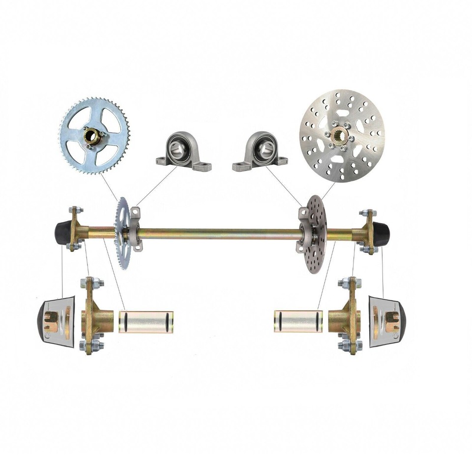 Go Kart Rear Live Axle Kits 49cc 7HP Engine Motor Brake Caliper ATV ...