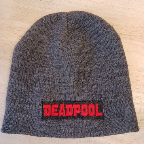 Deadpool Beanie Marvel Charcoal Gray Knit Hat Skull Cap Winter ...