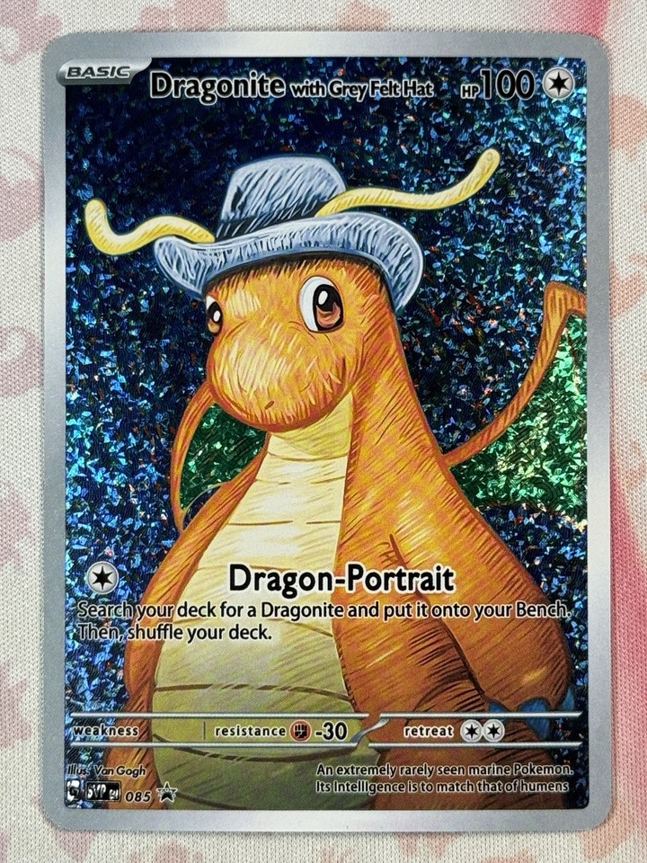 Dragonite With Grey Felt Hat Custom Holo Foil Card Van Gogh Portrait No ...