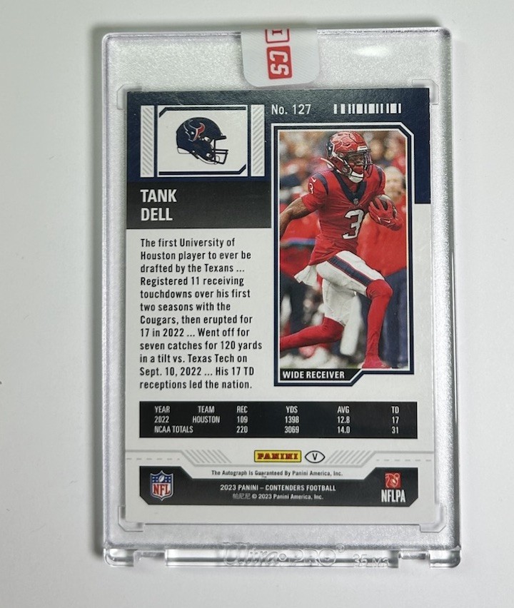 2023 Panini Contenders Tank Dell /99 Rookie Ticket Auto RC Texans JJ5 ...