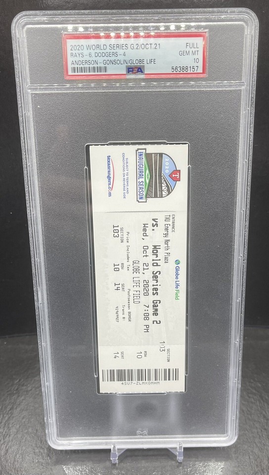 2020 WORLD SERIES GAME 2 FULL TICKET DODGERS/RAYS 10/21 SEAGER/LOWE 2 ...