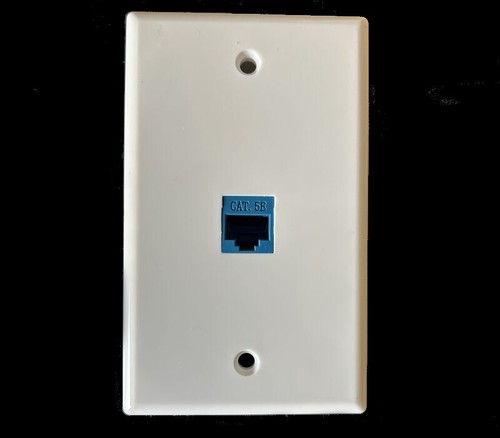 CAT5e Ethernet Wall Plate 1-Port Single Gang Keystone Network Female to ...