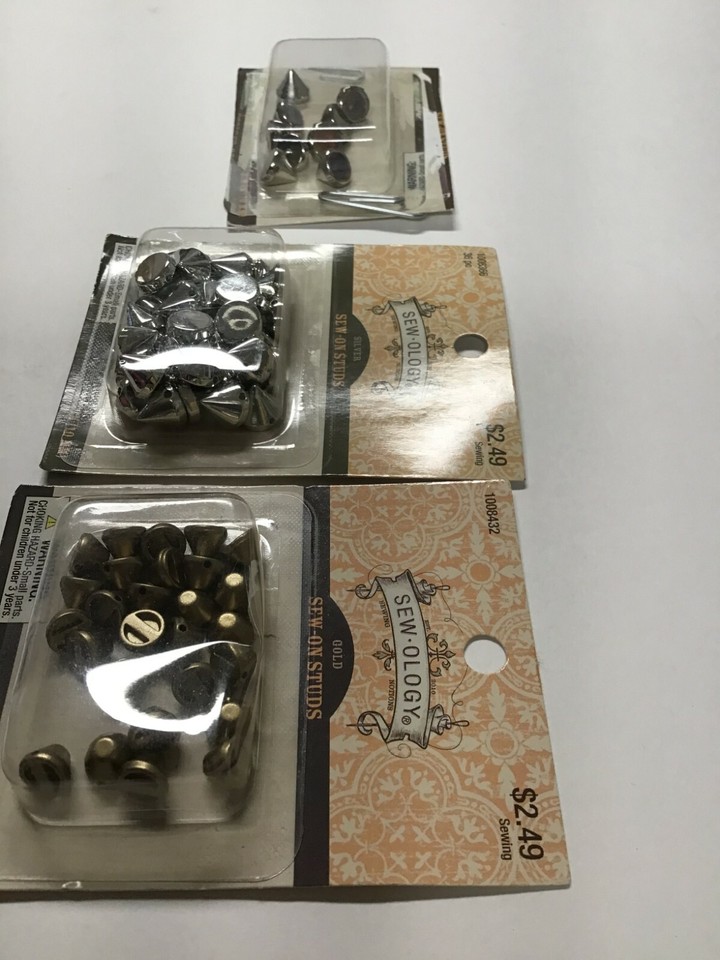 Assorted bundle sew on spike studs goldtone/silvertone destash | eBay