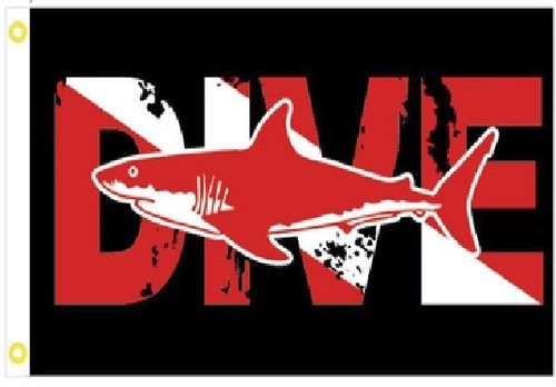 3X5 DIVER DOWN SCUBA SHARK BLACK "DIVE" FLAG BANNER GROMMETS | eBay