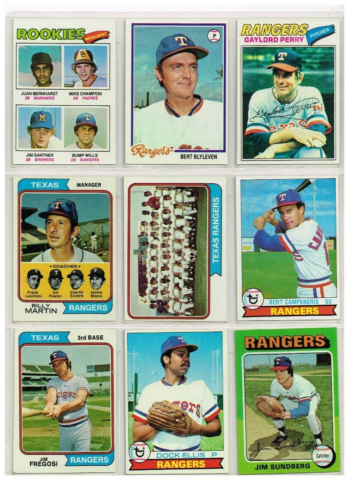 LOT OF 9 TEXAS RANGERS Baseball Cards FROM DIFFERENT YEARS IN EXC - N ...