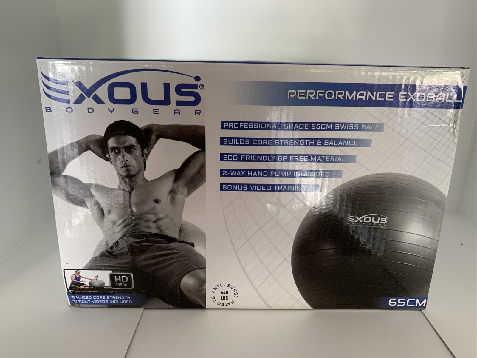 Exercise Fitness Ball 65cm Gray Exous Body Gear Performance Exoball New ...