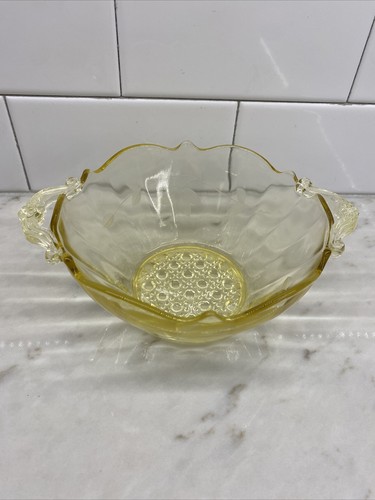 Standard Lancaster Depression Glass Canary Yellow Topaz 2 Handled Bowl ...