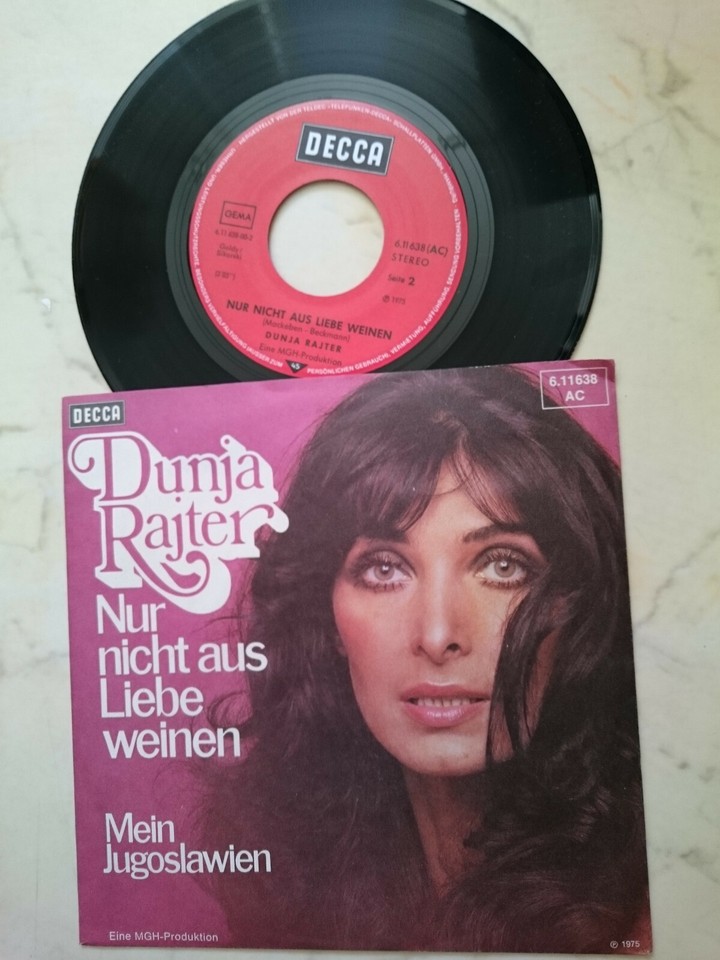 Dunja Rajter Just Don't Cry Out of Love Single + Autograph Card Hand ...