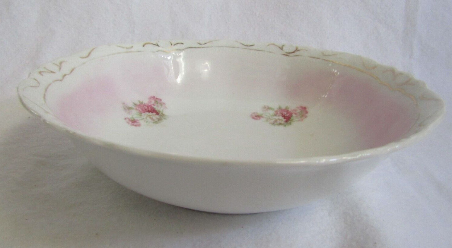 VINTAGE PORCELAIN SERVING BOWL WITH PINK FLOWERS | eBay