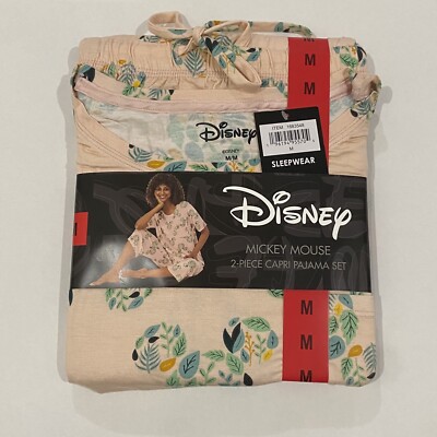 Disney Pajamas Womens Size Medium Pink Capri PJ Bottoms Shirt ...