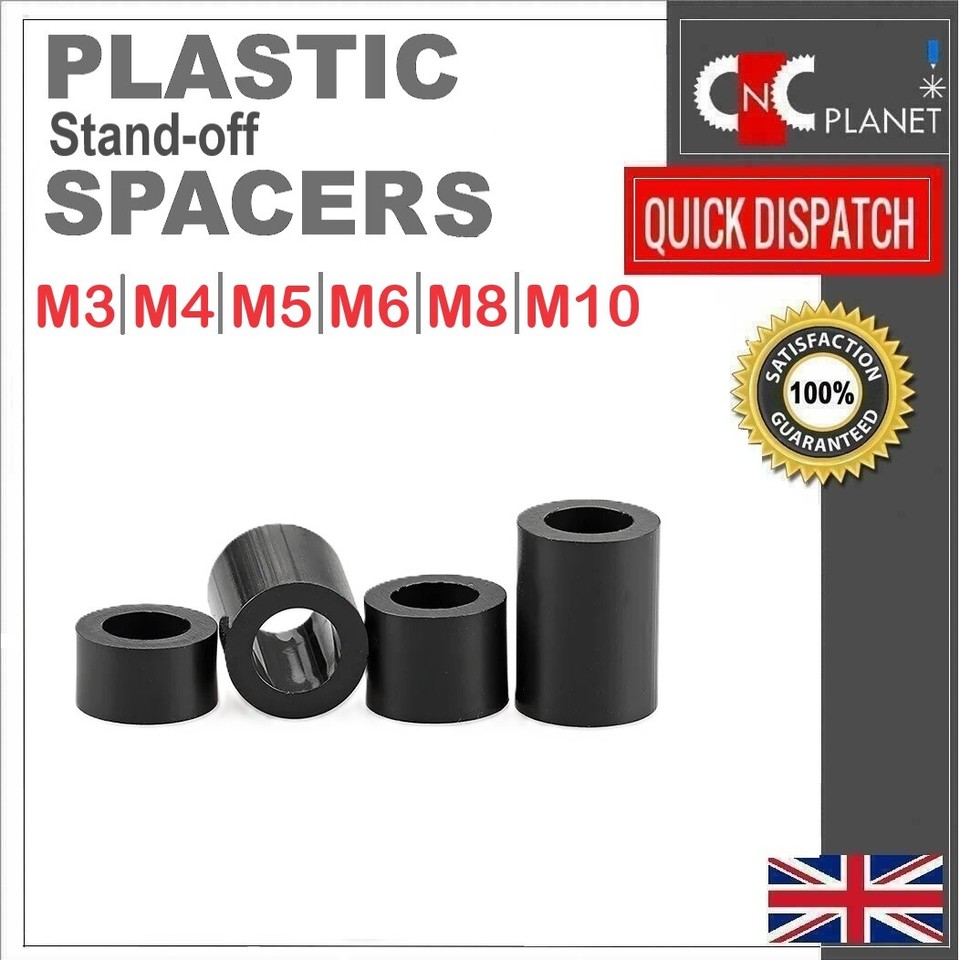 Black Plastic Standoff Spacers M3 M4 M5 M6 M8 M10 stand off Round ...
