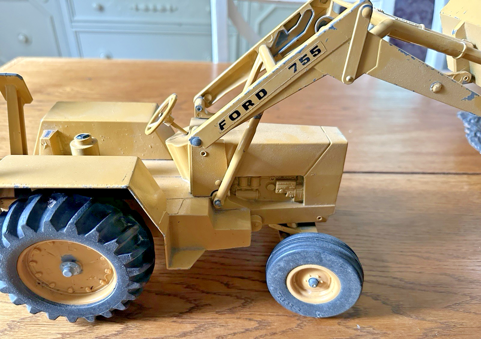 Vintage ERTL Ford 755 Backhoe Front Loader 1/12 Scale 755 Diecast Metal ...