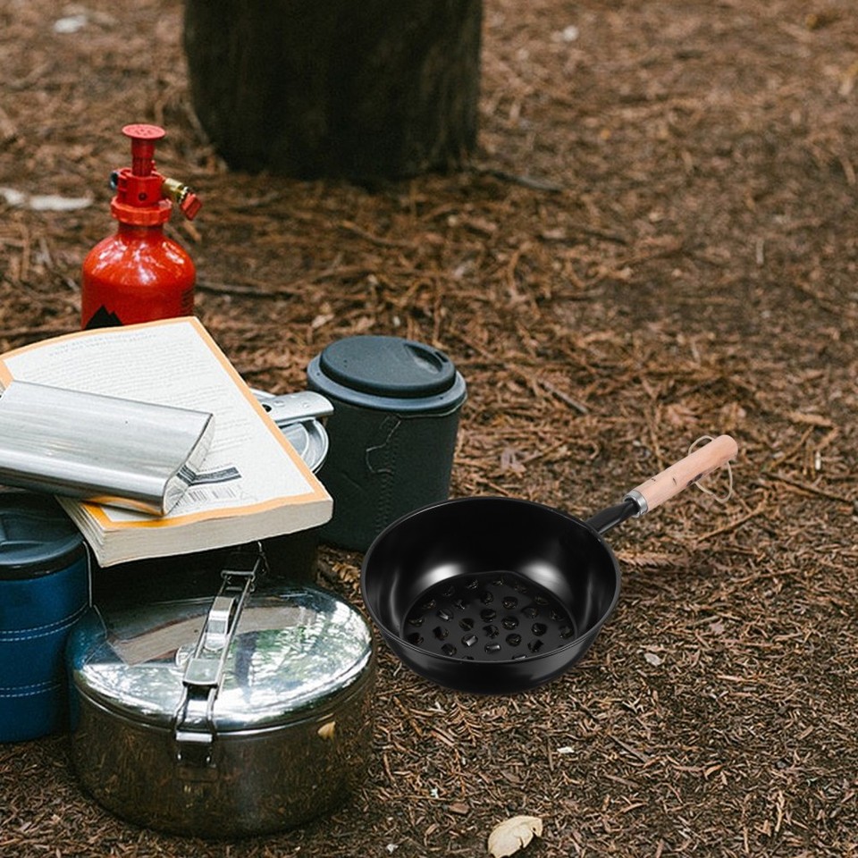Camping Charcoal Starter Pot Chimney Burner Pan With Wooden Handle ...