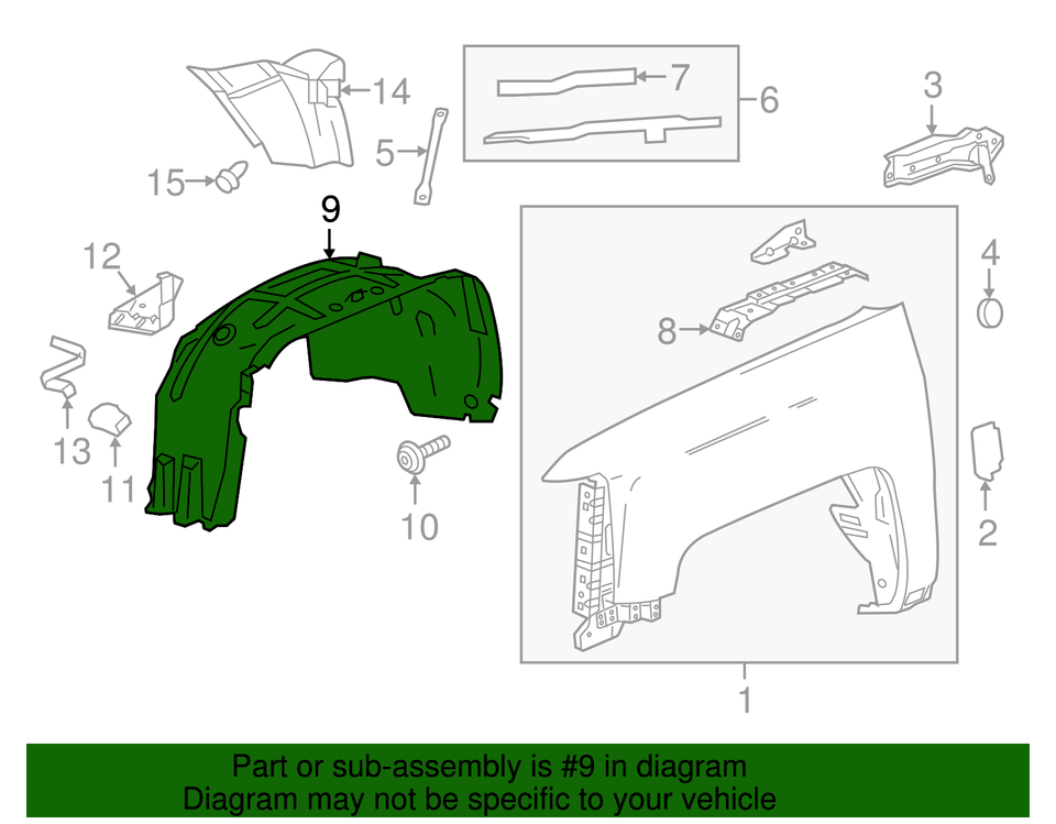Genuine GM Passenger Side Front Wheelhouse Liner 22763674 | eBay