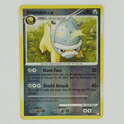 Shieldon 63/123 Reverse Holo Uncommon DP Mysterious Treasures Pokemon ...