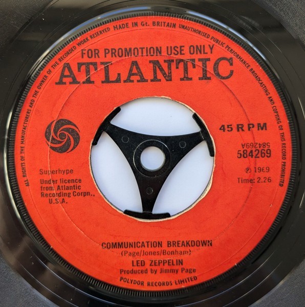Led Zeppelin / Communication Breakdown 1969 UK PROMO 7in Vinyl Atlantic ...