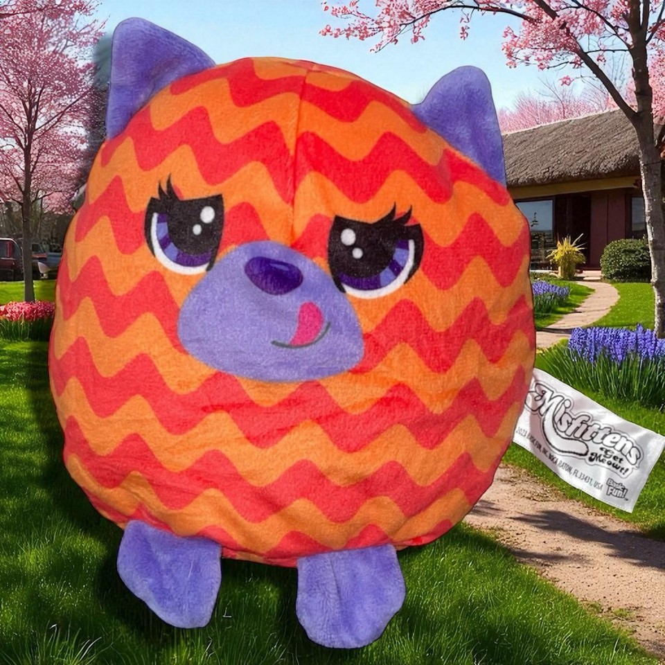 9" Misfittens Cat Kitten Plush Get Meow of Here Orange Purple Stuffed ...