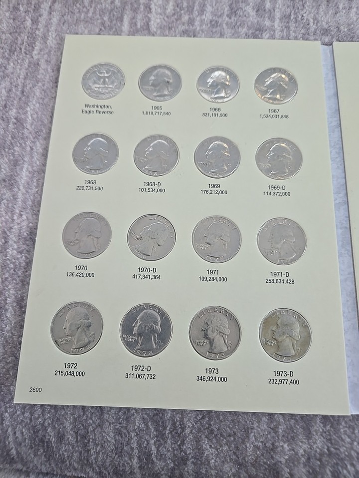 1965-1987 Washington Quarter Set Complete HE Harris Folder - 48 Coins ...