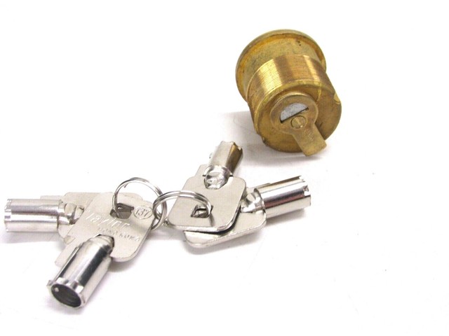 TAYLOR BRASS 1-1/4" MORTISE CYLINDER LOCK 2 & ROUND KEYS # B607 HIGH ...