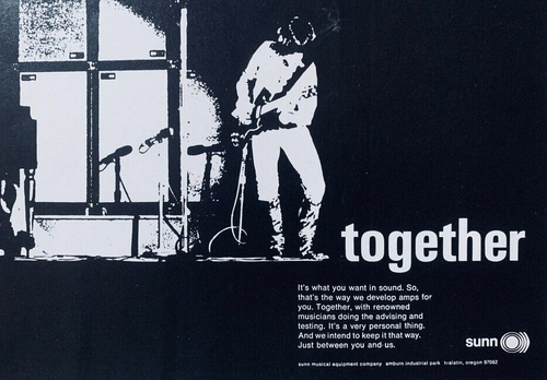 SUNN AMPS 1960's original ADVERT TOGETHER Musical Equipment Company ...