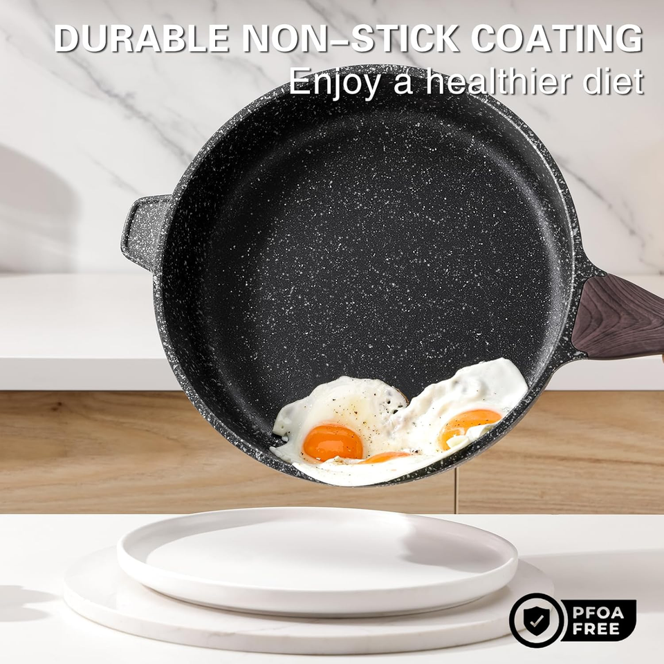 Kordisen Nonstick Deep Frying Pan with Lid, 12 Inch/30 Cm Large Skillet ...