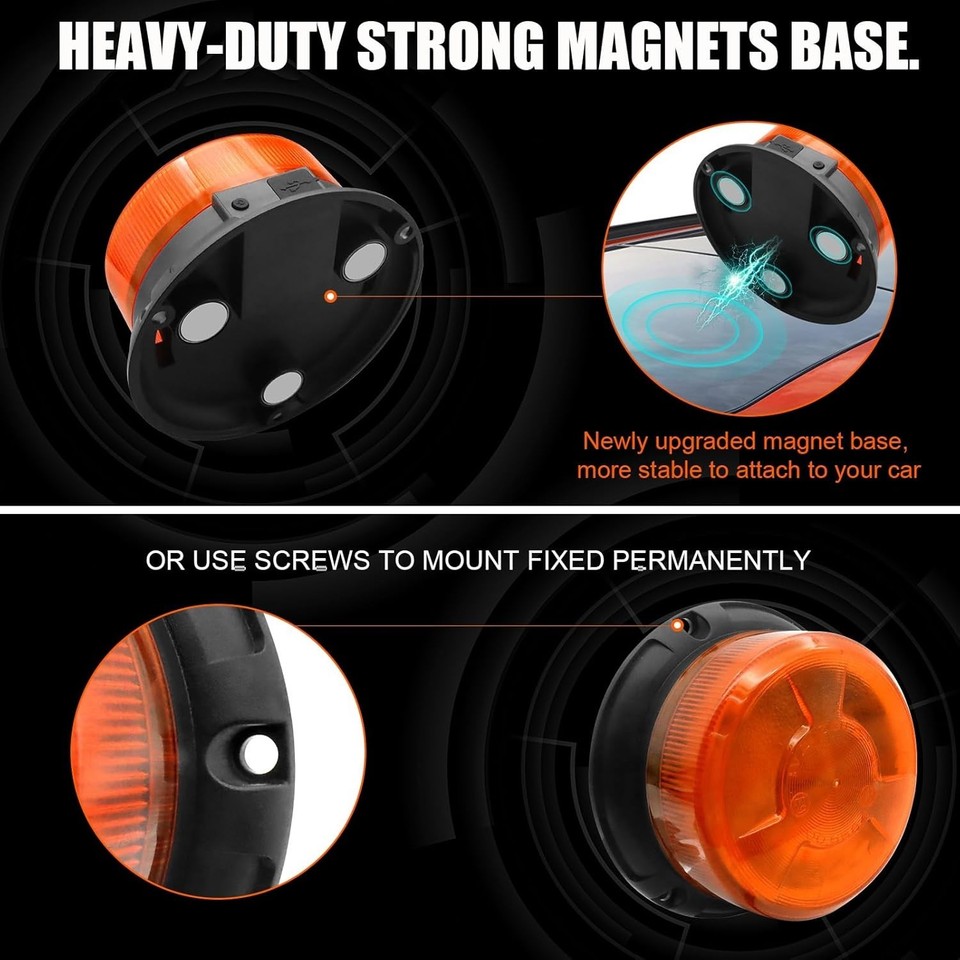 Magnetic Wireless Strobe Light, Waterproof Rechargeable LED Beacon ...