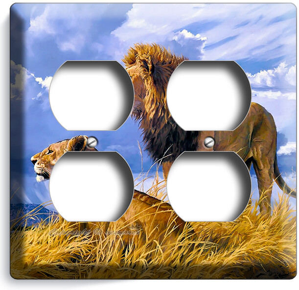 WILD AFRICAN LION AND LIONESS COUPLE LIGHT SWITCH OUTLET WALL PLATES ...