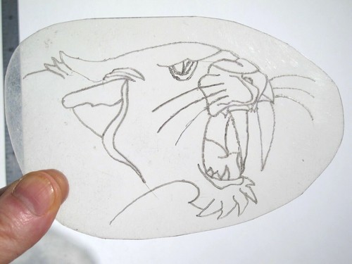 vtg 1960s 1970s Tattoo Flash acetate stencil Sabertooth Tiger Head LT2 ...