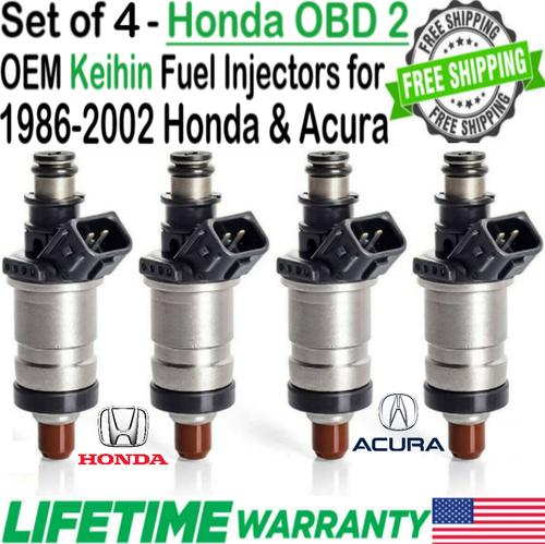 OEM x4 Keihin Fuel Injectors for 1986-2001 Honda & Acura I4 I5 V6 06164 ...