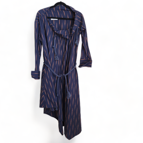 Palmer Harding Women's Blue Linen Striped Courage Midi Dress Size 8 ...