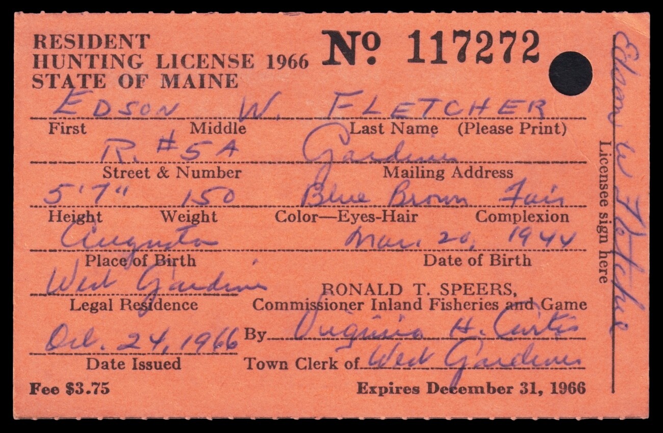 United States Hunting Permit Stamp Scott RW33 on Hunting License (1966 ...