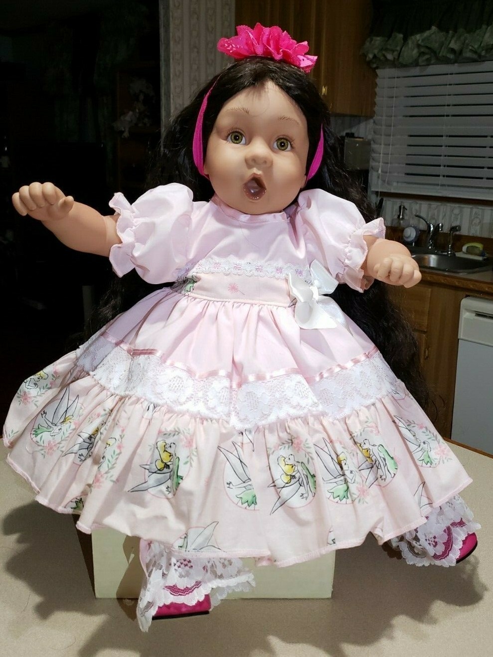 PAT SECRIST DOLL 1995 "OH MY" 22 TALL NEW LONG BLACK HUMAN HAIR BROWN ...