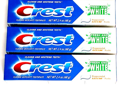 3 X CREST Fresh and White PEPPERMINT GLEEM Toothpaste 2.4 oz EXP2025 | eBay