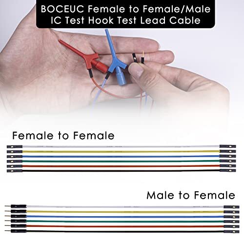 BOCEUC Test Lead Set Mini Grabber Test Hook Clips Silicone Jumper Wires ...
