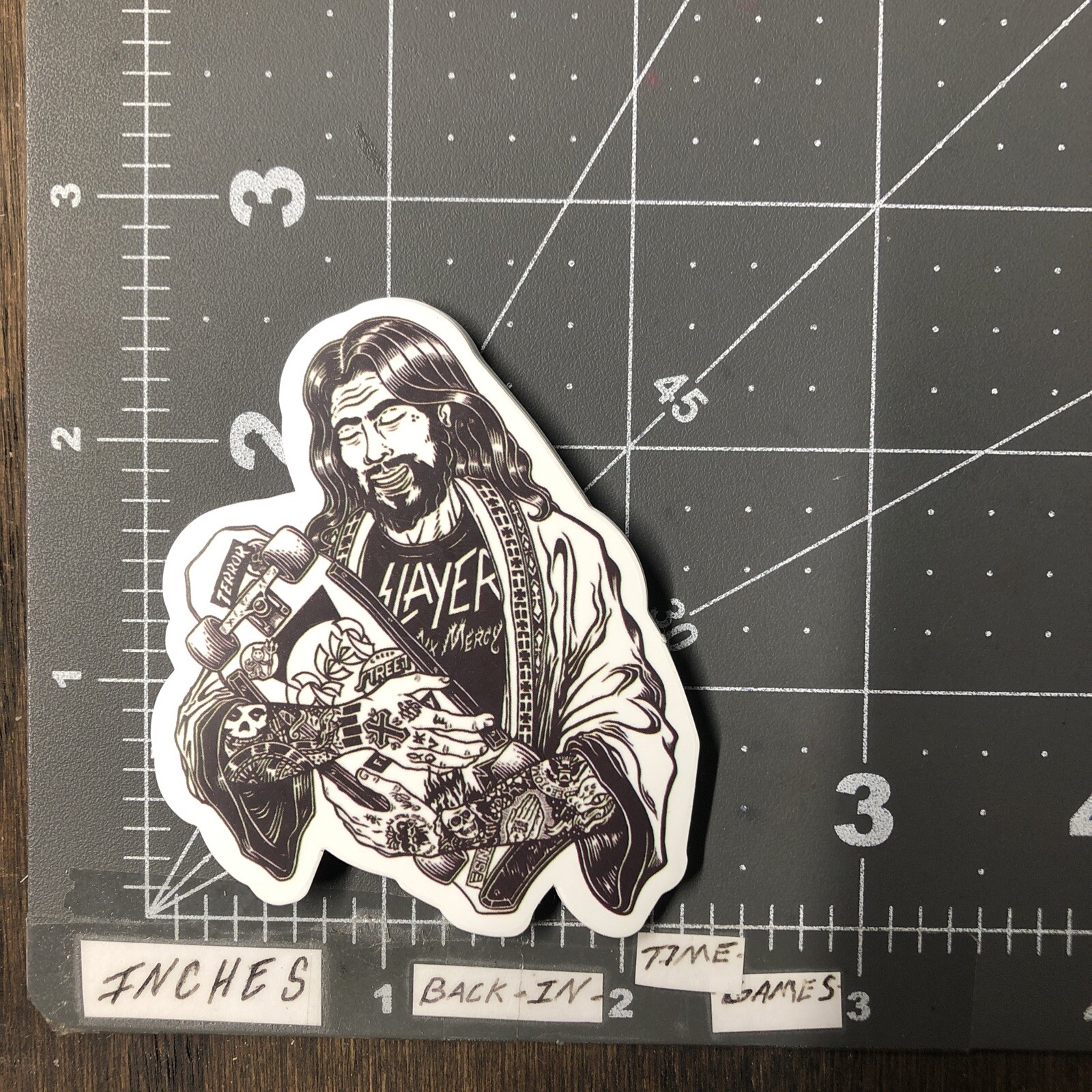 Jesus Loves Skateboarding Adult Humor Skateboard Laptop Guitar Sticker ...