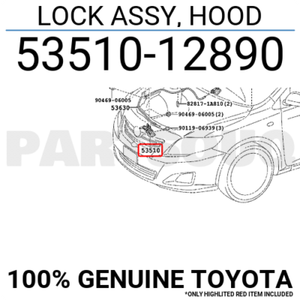5351012890 Genuine Toyota LOCK ASSY, HOOD 53510-12890 | eBay