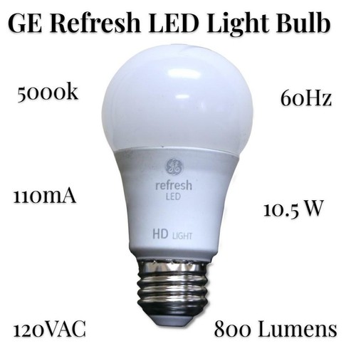 GE Refresh LED HD Light 800 Lumen 5000k LED10DADL9 10.5W 110mA 120VAC ...