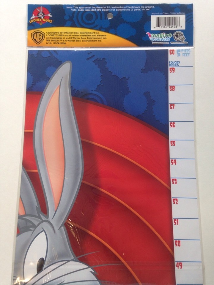 Looney Tunes Bugs Bunny Growth Chart Kid Size Ruler Height Wall 5' 1.5m ...